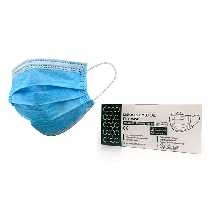 Type IIR Face Masks Pack of 50 Earloop – L&L Dental Products